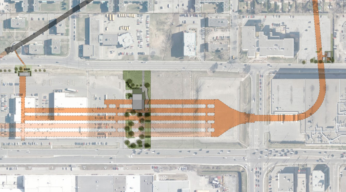 Montréal métro's Côte-Vertu underground garage and access buildings ...